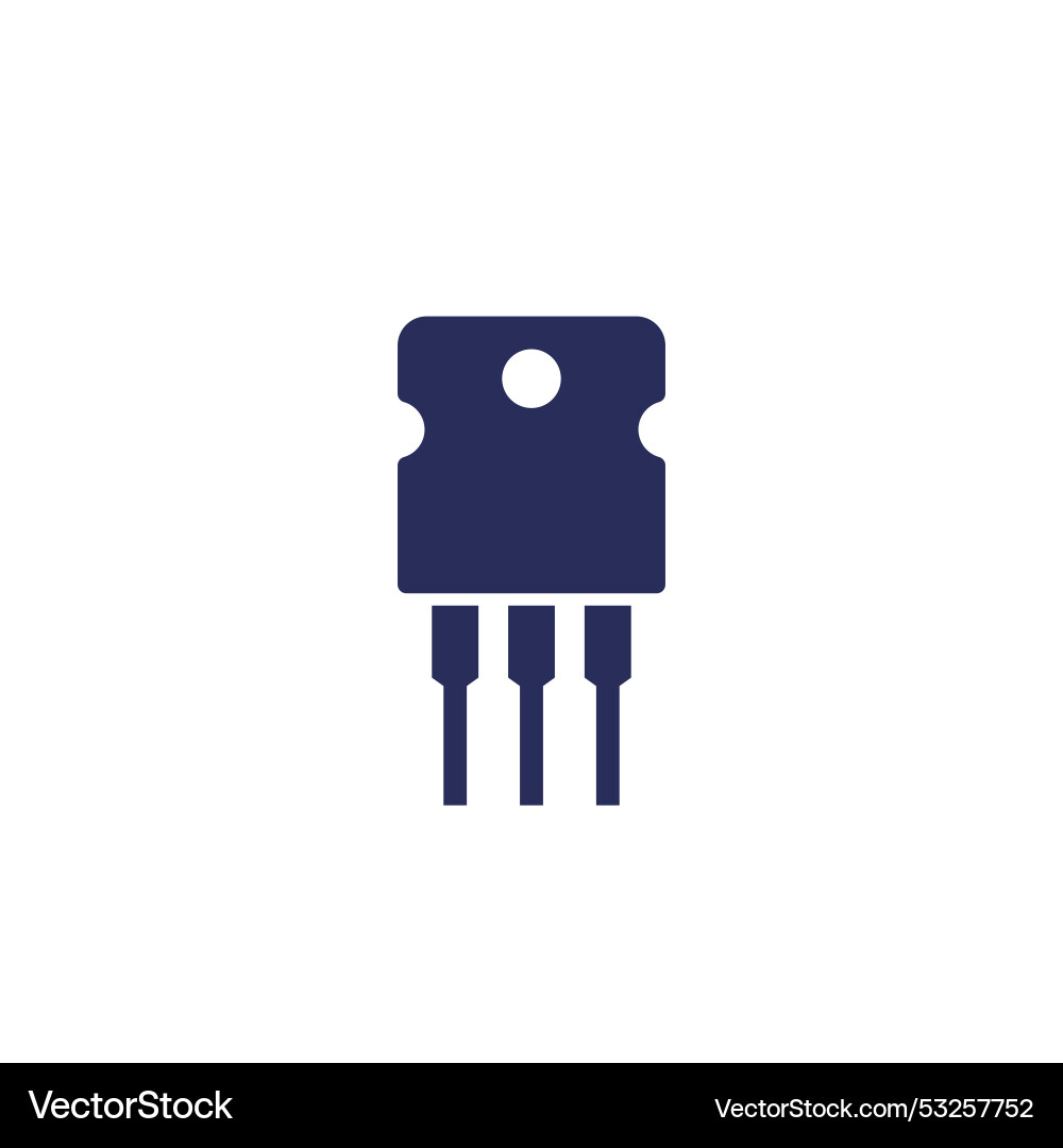 Transistor-Icon auf weißem Halbleiter-Piktogramm Vektorbild