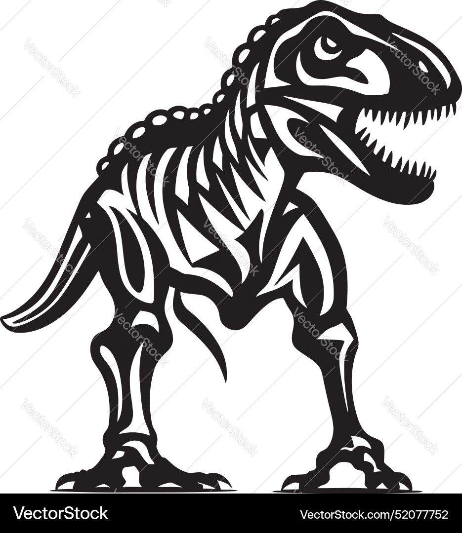 Tyrants triumph t rex skeleton logo mesozoic mark Vector Image