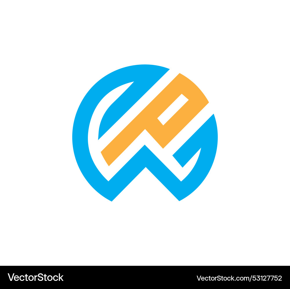 Wp letter logo design initial Royalty Free Vector Image