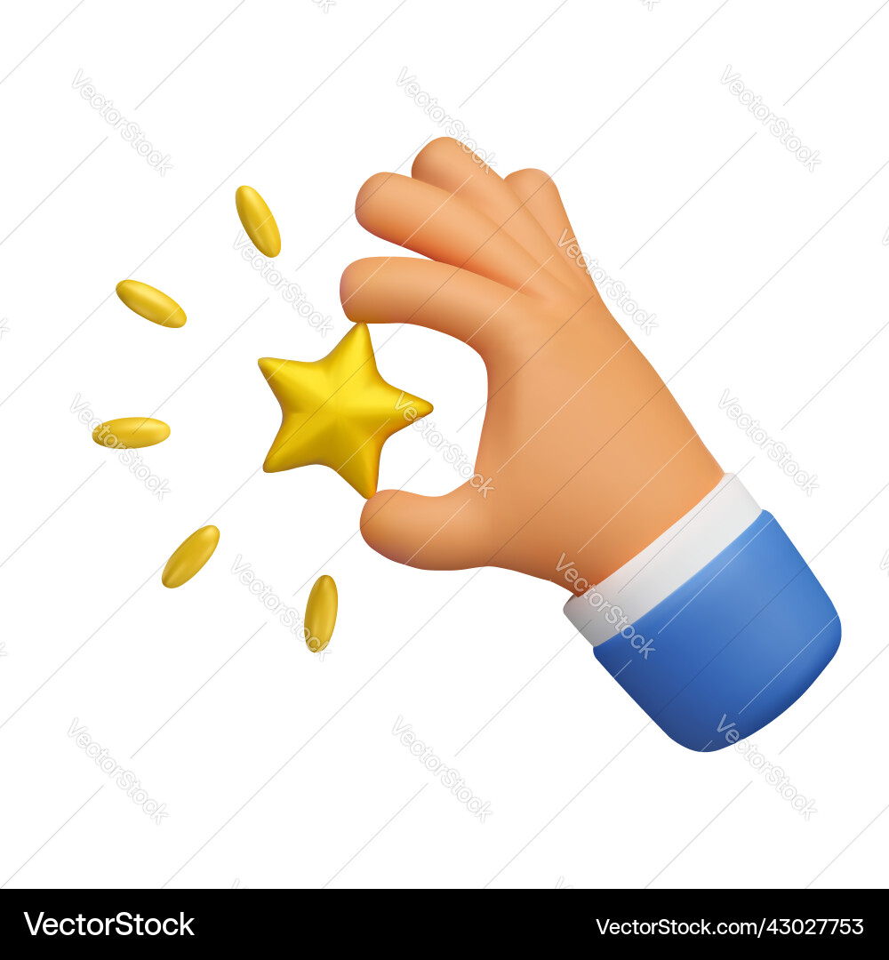 3d hand holding star Royalty Free Vector Image