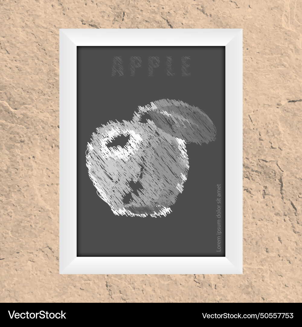 Apple monochrome image for interior design poster Vector Image