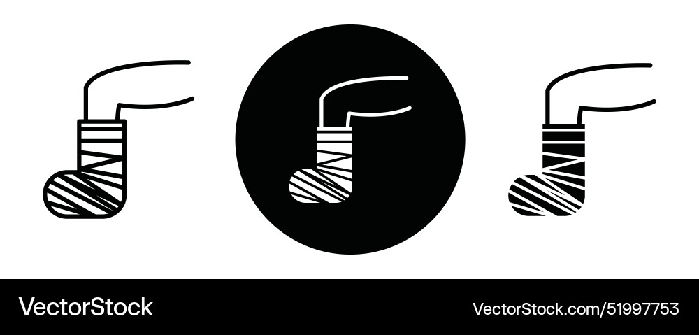 Broken leg in a plaster outline icon collection Vector Image