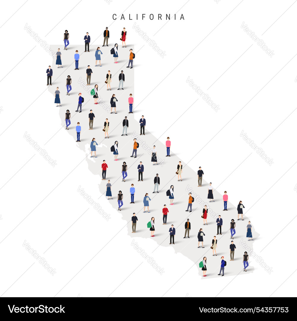 California us state population map large group of Vector Image