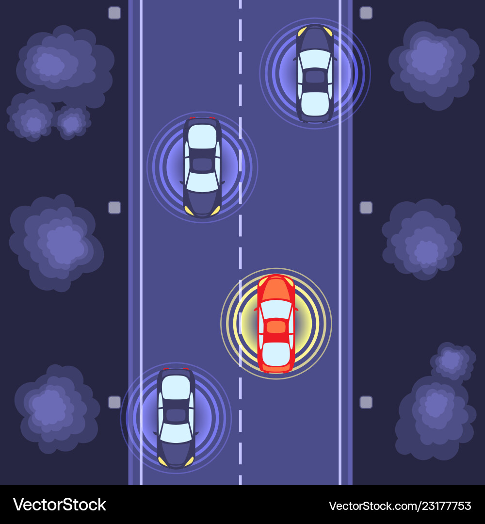 Cars identification on road Royalty Free Vector Image