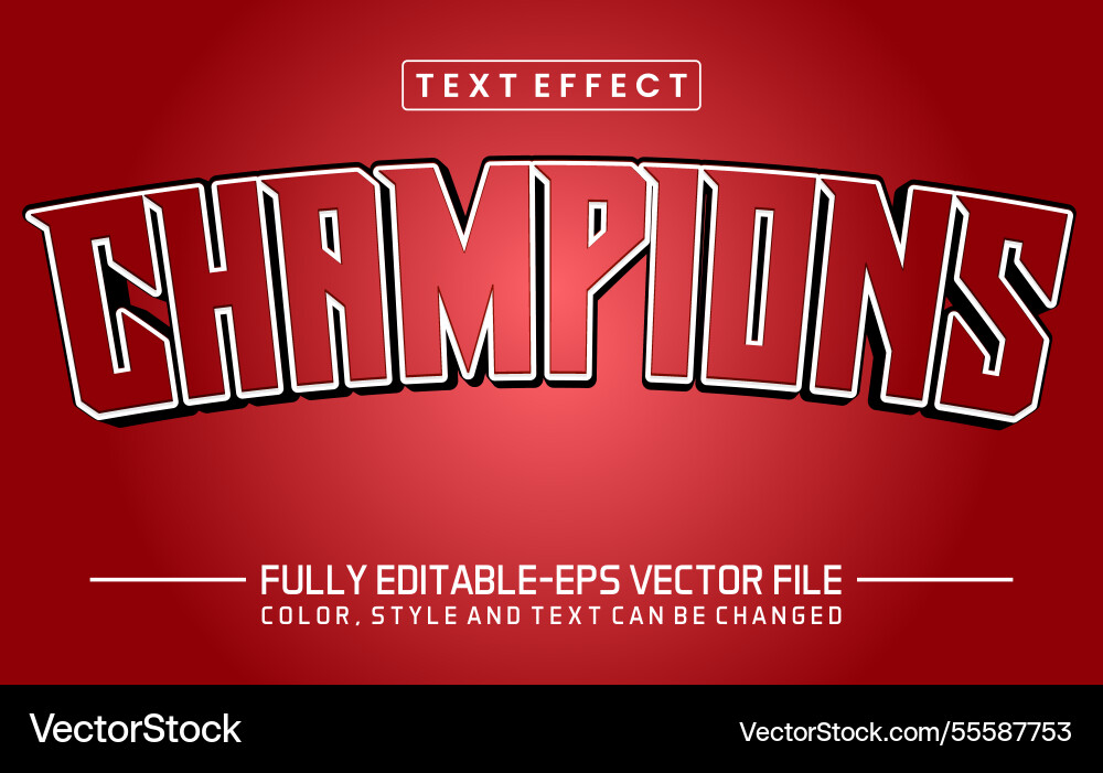 Champions font text effect editable Royalty Free Vector