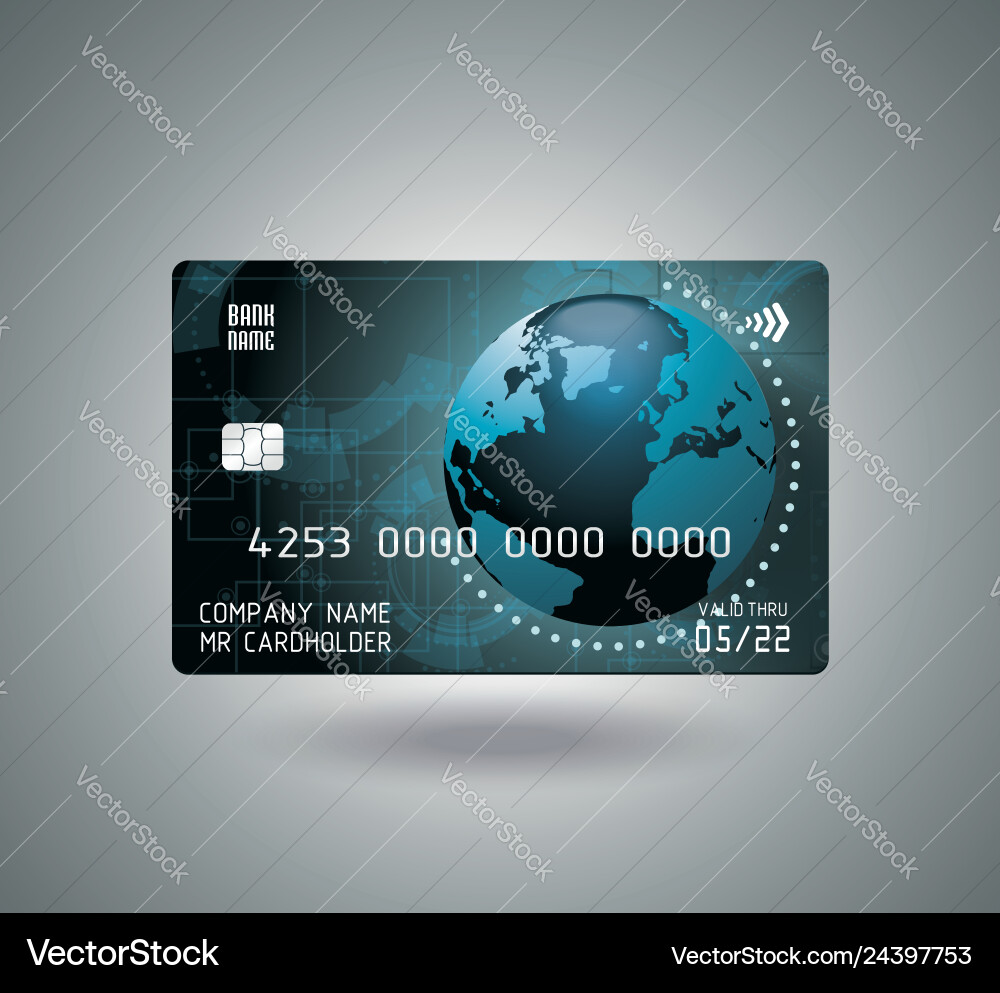 Credit card design with shadow detailed abstract Vector Image