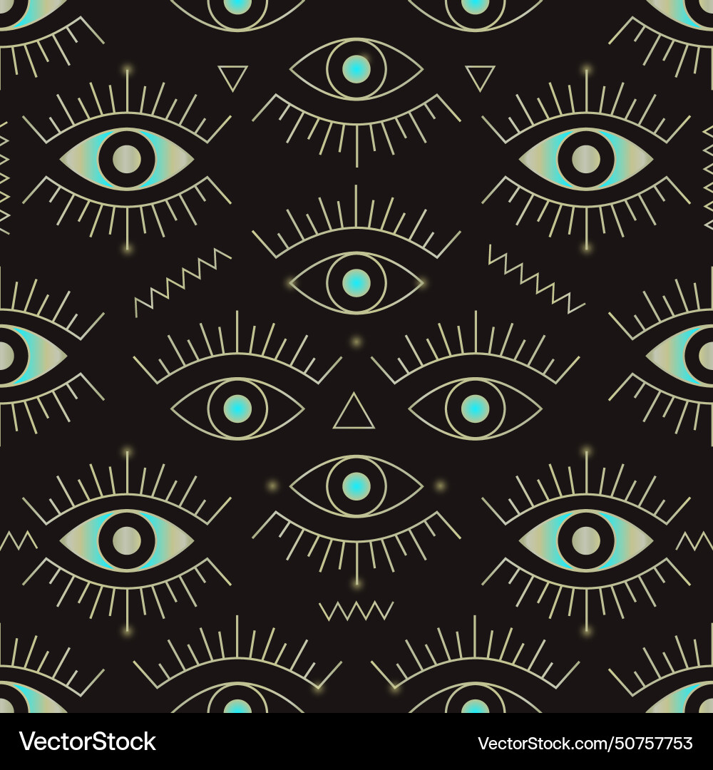 Evil eyes and zigzags mysterious pattern Vector Image