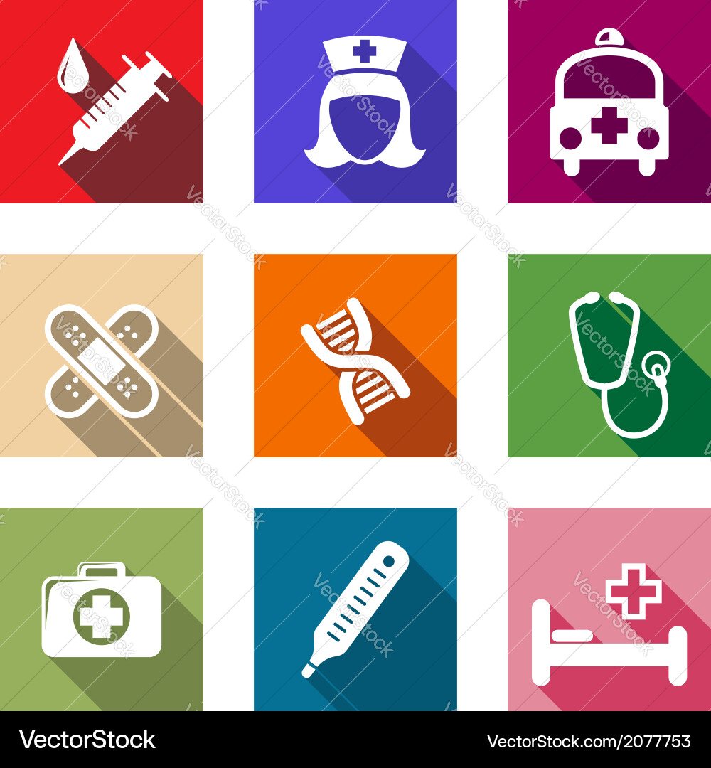 Flat Healthcare Medical Icons Set Royalty Free Vector Image