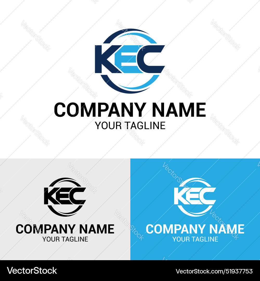 Kec letter initial around into a circle logo Vector Image