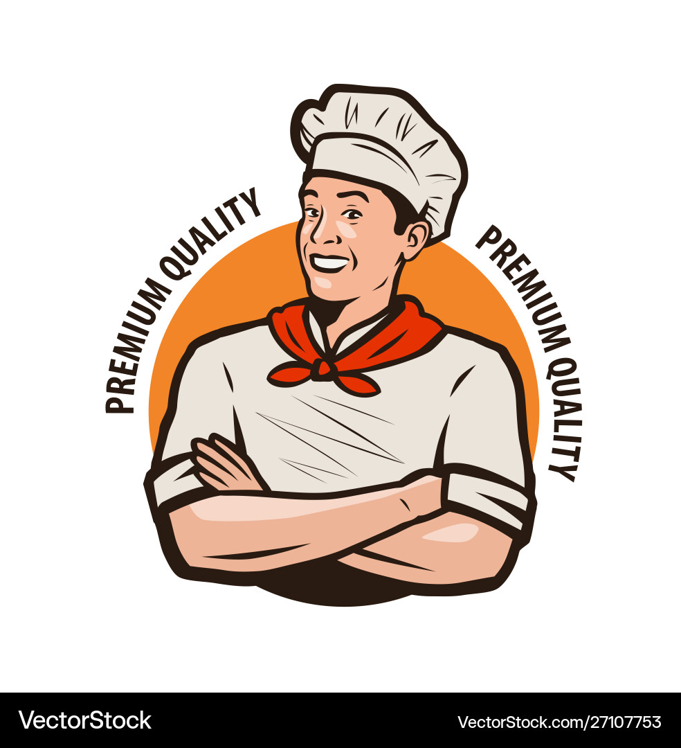 Logo chef funny cook in a hat Royalty Free Vector Image