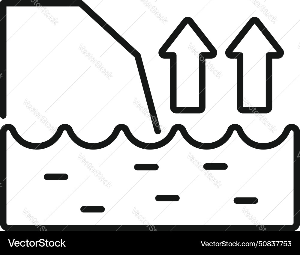 Sea level rise icon outline climate change Vector Image