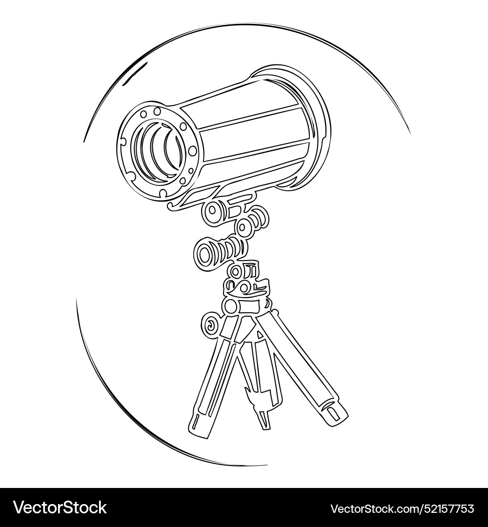 Telescope outline sketch Royalty Free Vector Image