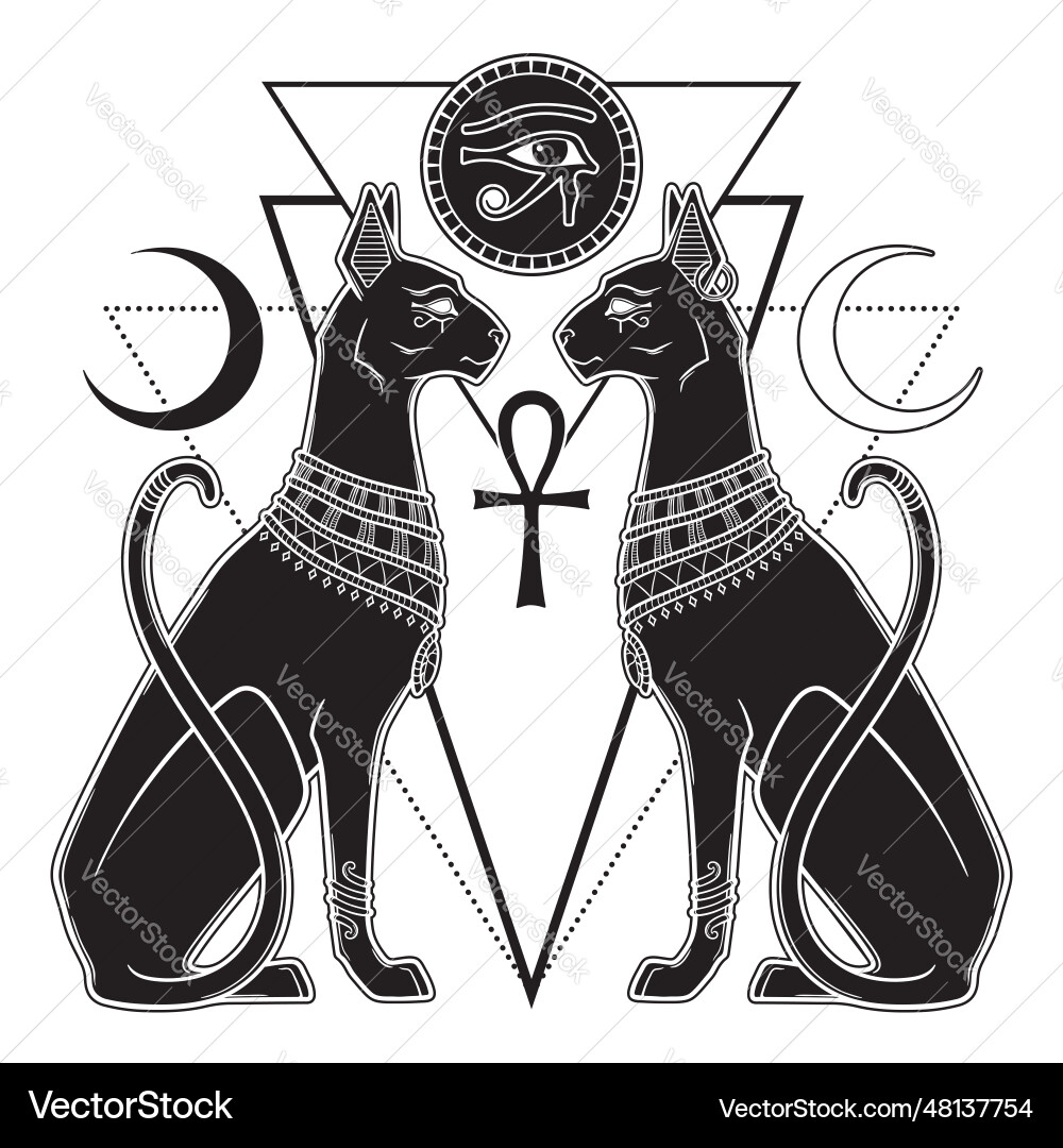 Bastet or bast ancient egyptian goddess sphynx cat