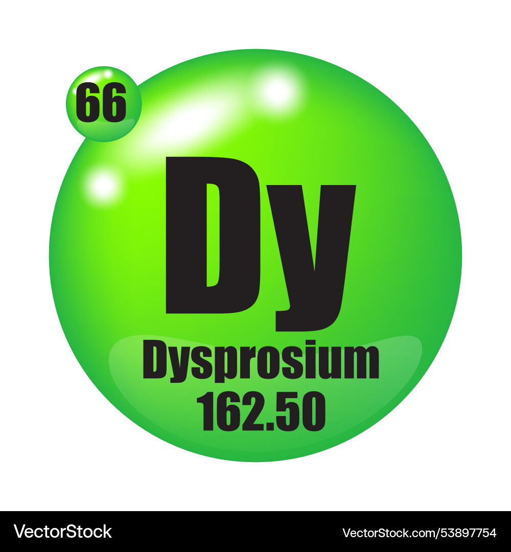 Dysprosium icon dy chemical element atomic number Vector Image