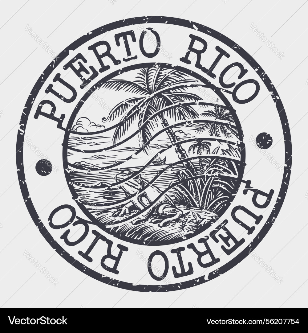 Puerto rico stamp postal Royalty Free Vector Image