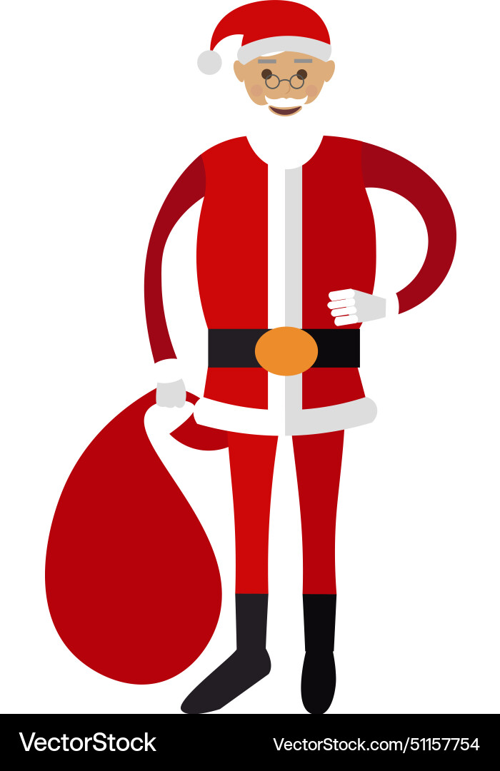 Santa clause in red suit with gift sack Royalty Free Vector