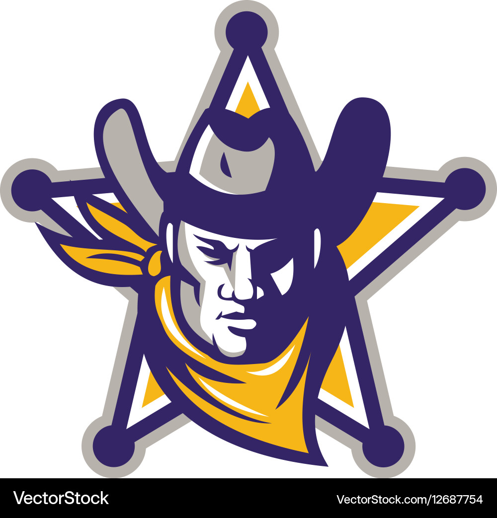 Sheriff cowboy star badge retro Royalty Free Vector Image