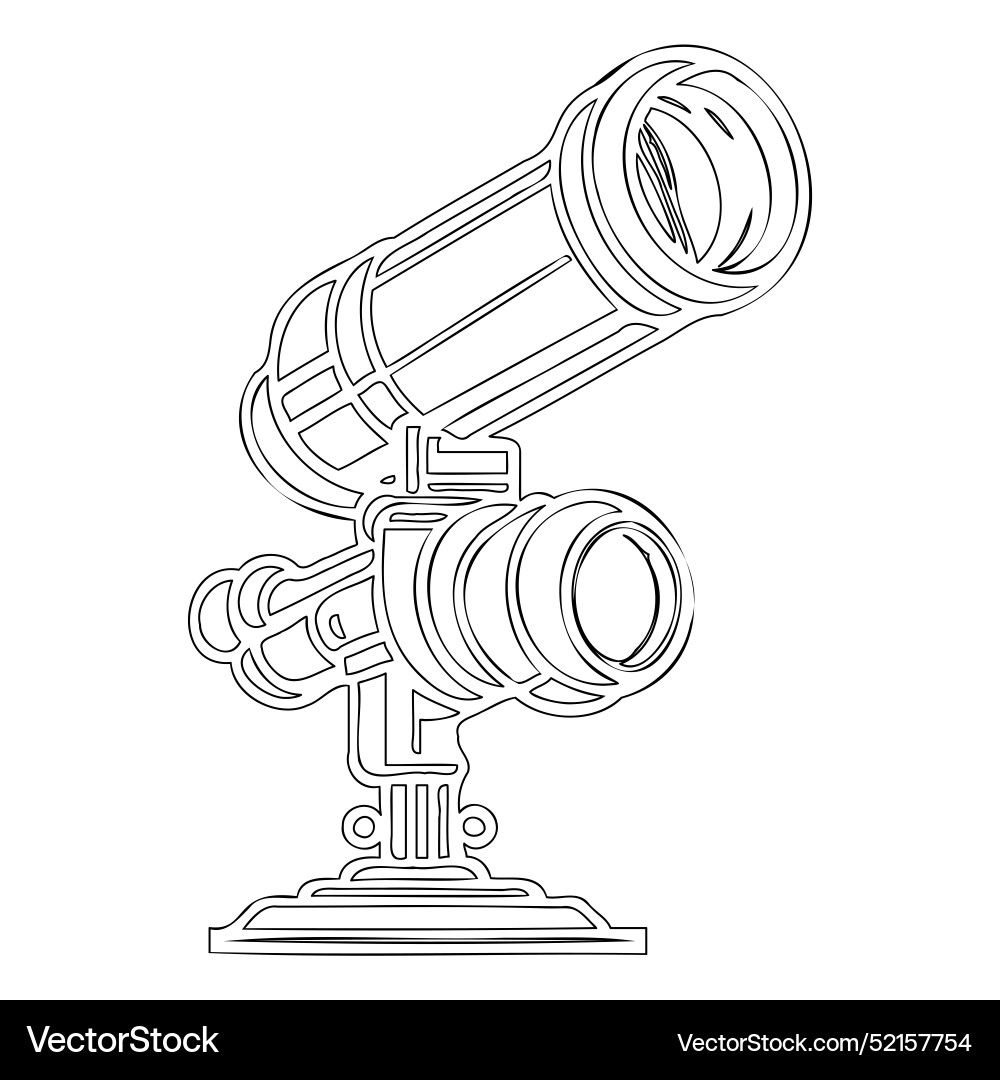Telescope outline sketch Royalty Free Vector Image