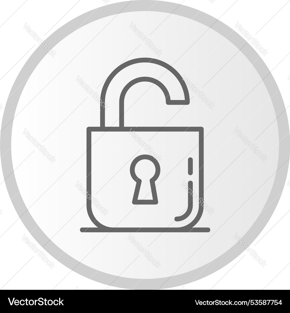 Unlock line circle grey icon Royalty Free Vector Image