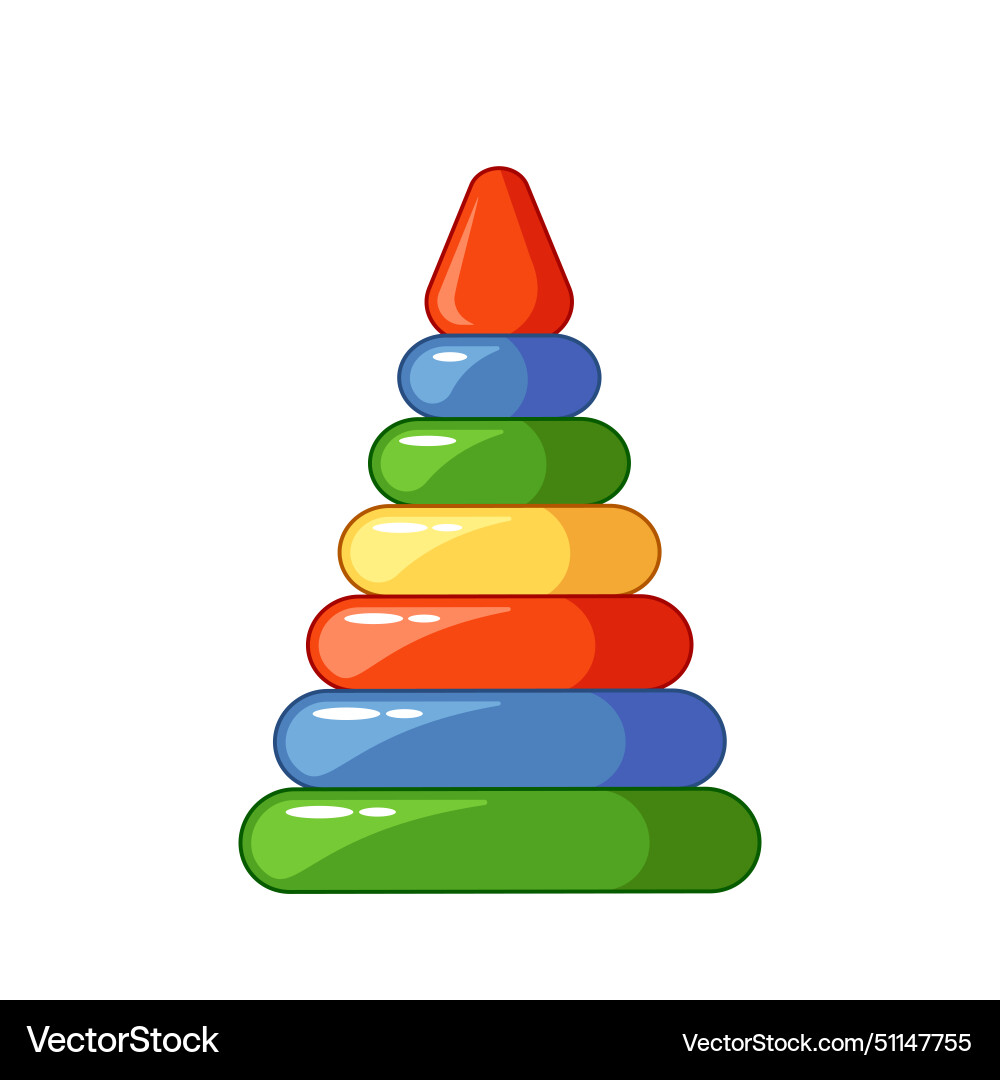Colorful pyramid toy isolated plaything with each Vector Image