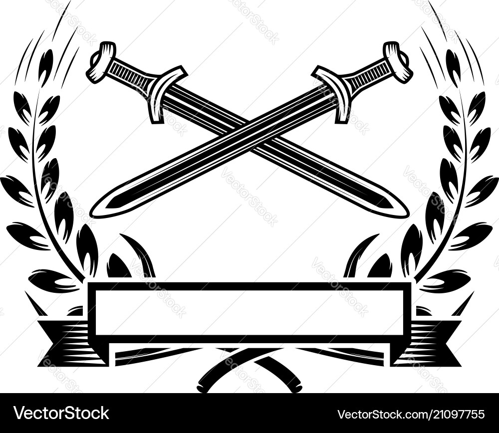 Crossed Swords Emblem Template Royalty Free Vector Image