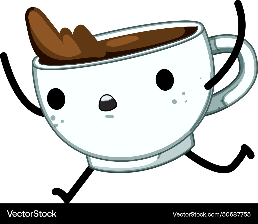 Doodle coffee mug character cartoon Royalty Free Vector