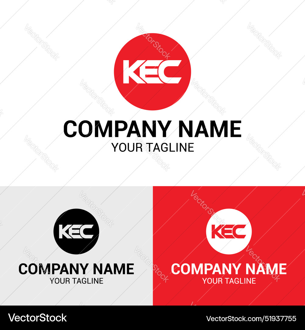 Kec letter initial around into a circle logo Vector Image