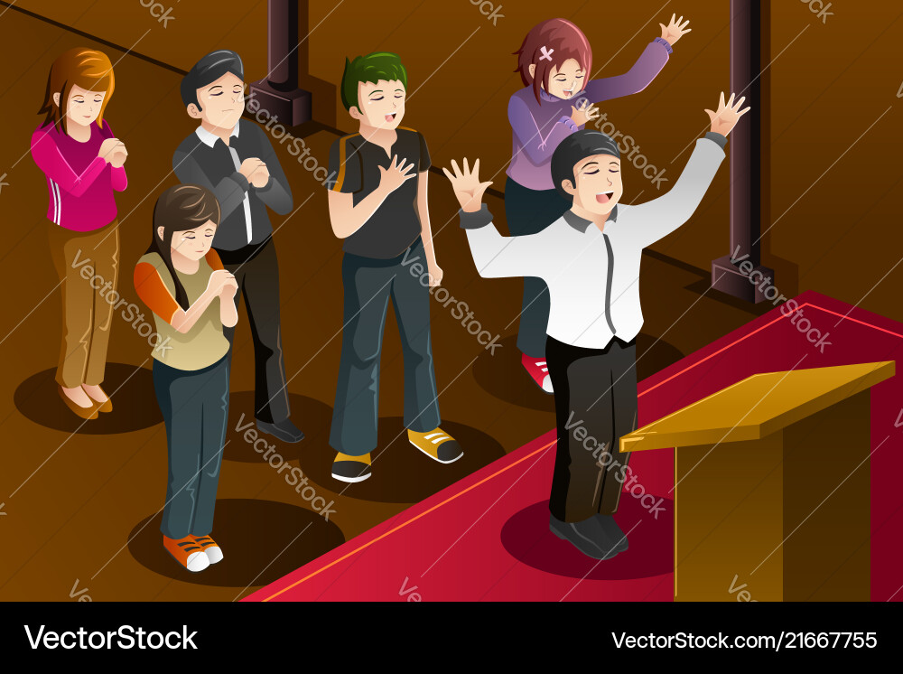 People having a group prayer Royalty Free Vector Image