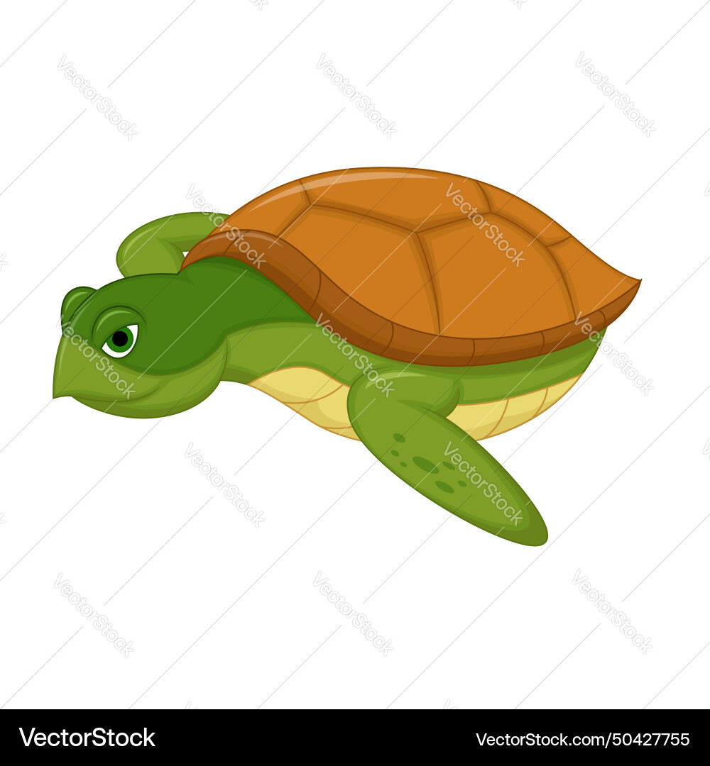Sea turtle swimming cartoon Royalty Free Vector Image