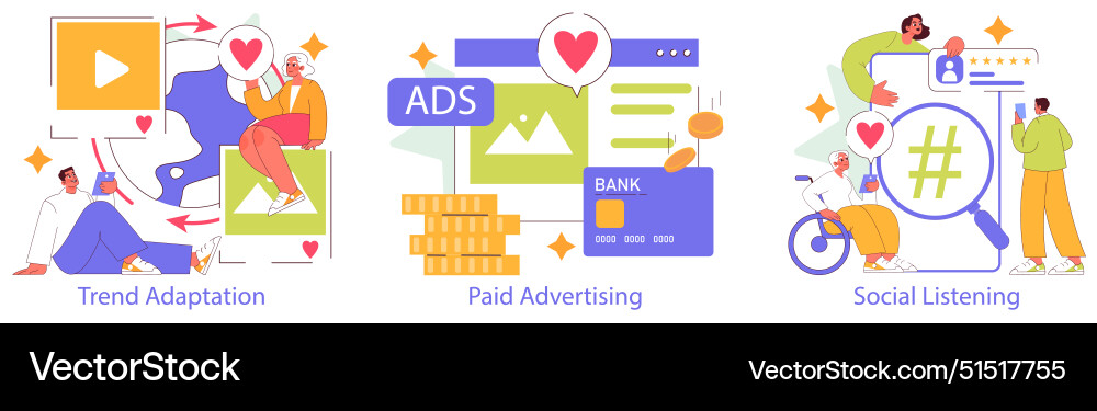 Social media marketing flat Royalty Free Vector Image