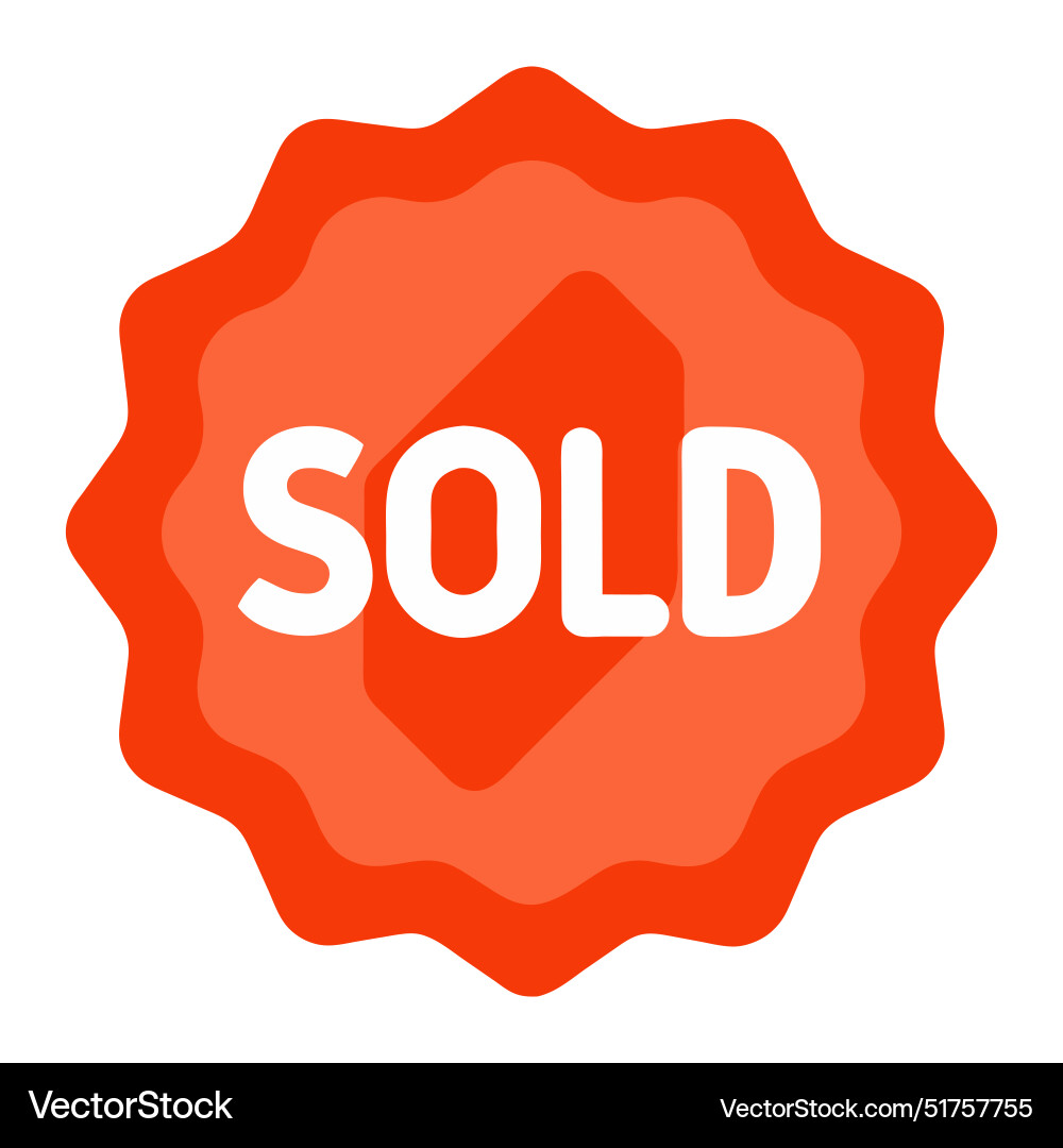Sold flat icon on white background Royalty Free Vector Image
