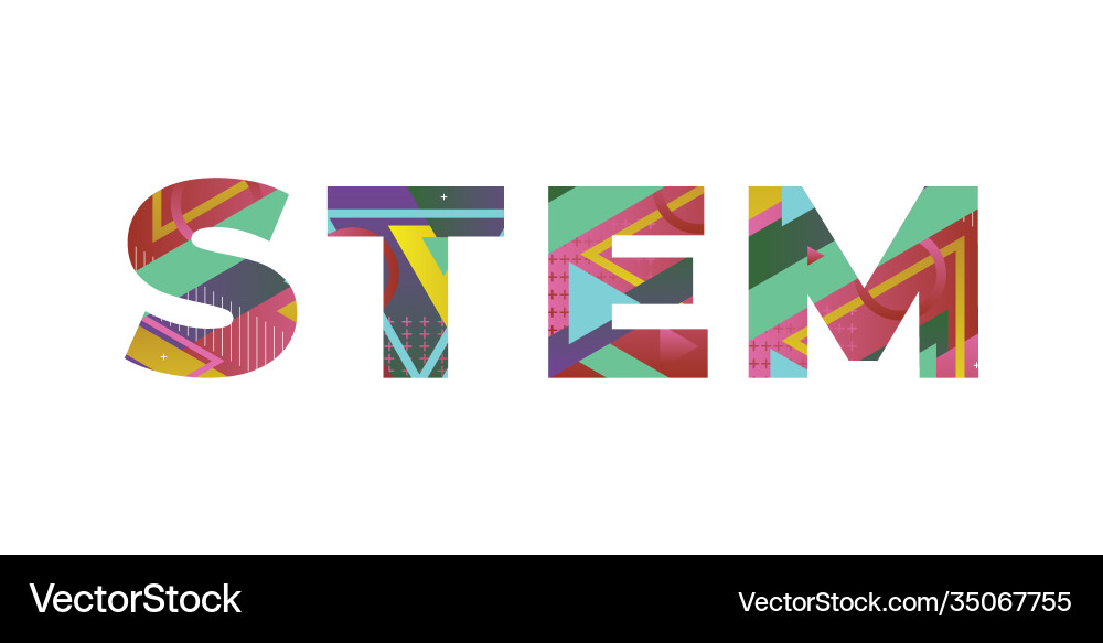 Stem concept retro colorful word art Royalty Free Vector