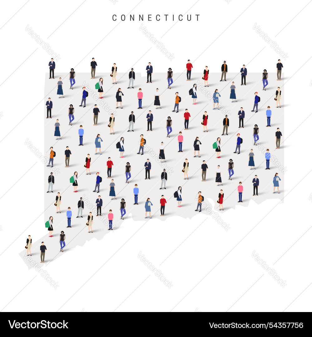 Connecticut us state population map large group Vector Image