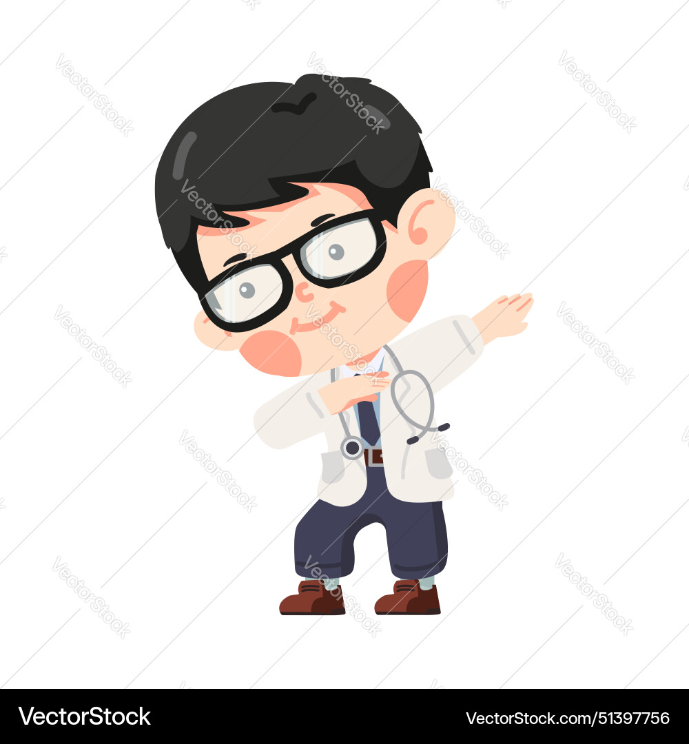 Cute male doctor posing dab Royalty Free Vector Image