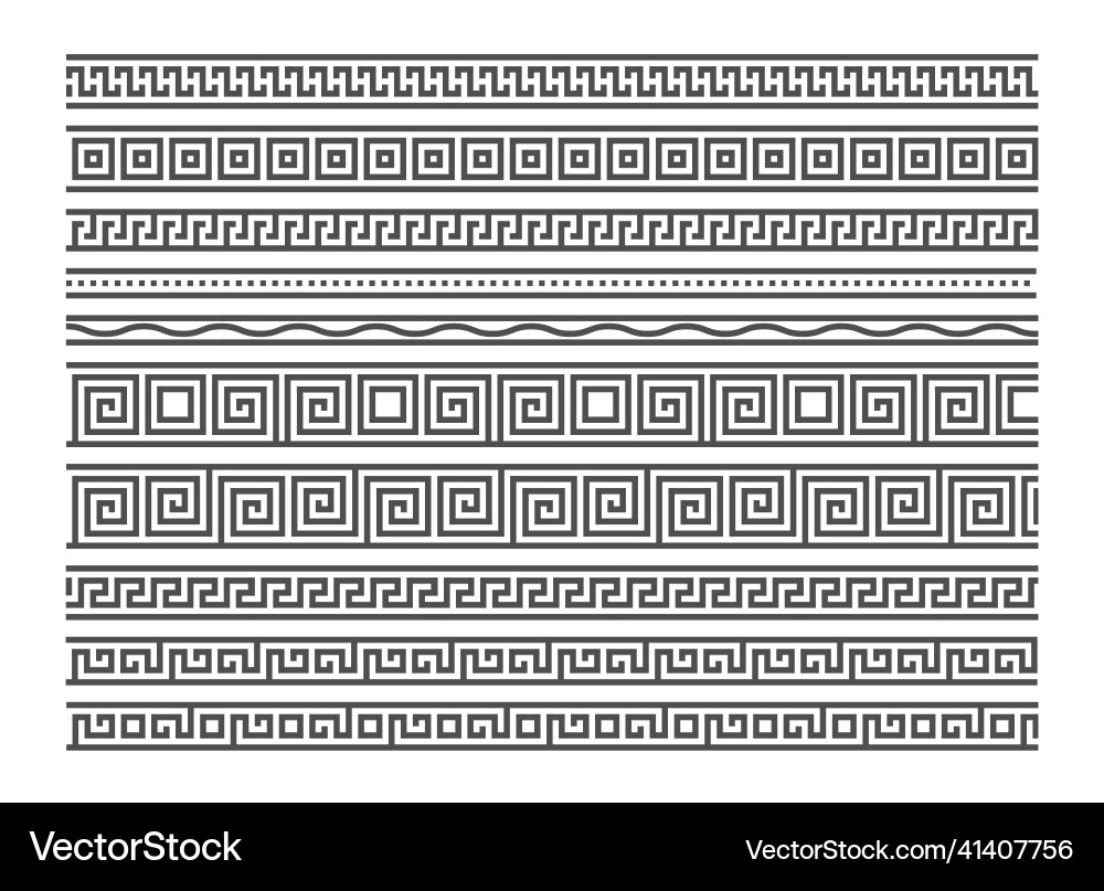 Greek style seamless frames geometric border set Vector Image