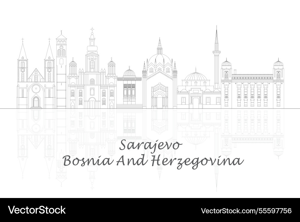 Outline skyline panorama of city of sarajevo Vector Image