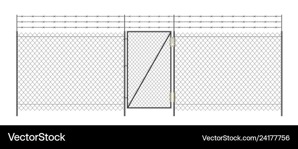 Realistic metal chain link fence Royalty Free Vector Image