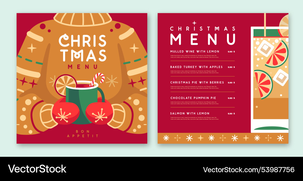 Restaurant christmas holiday menu design Vector Image