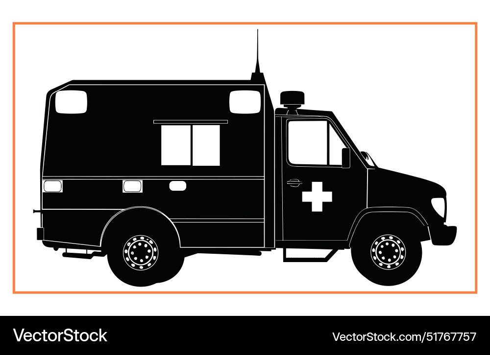 Ambulance silhouette side view Royalty Free Vector Image