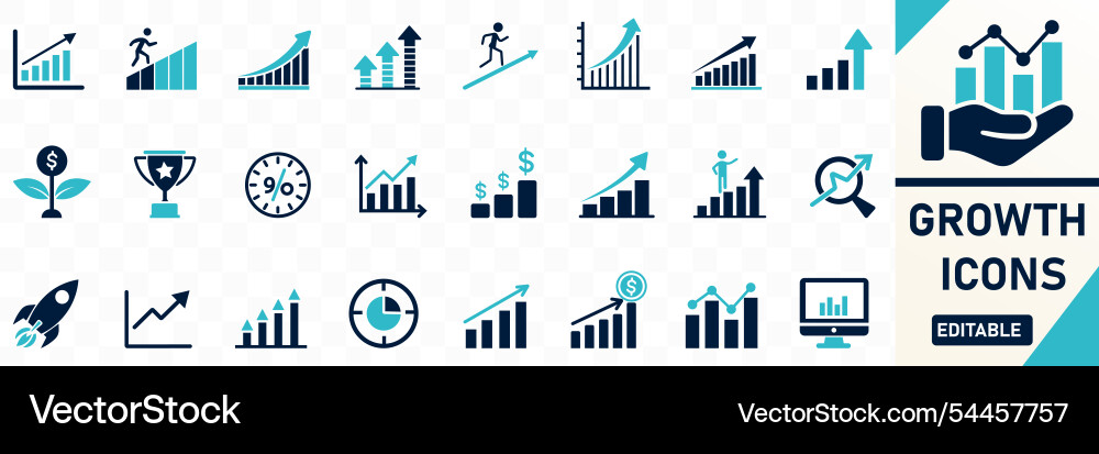 Growth icons set Royalty Free Vector Image - VectorStock