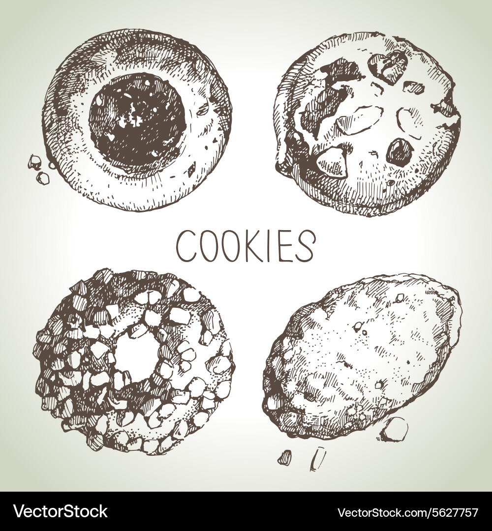 Hand drawn sketch sweet cookies set Royalty Free Vector