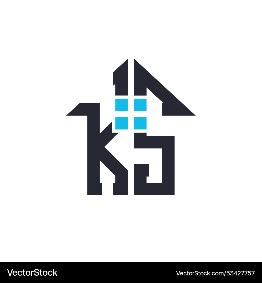 Initials ks house logo design creative letter Vector Image