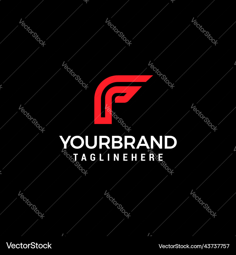 Letter fp or pf logo design template Royalty Free Vector