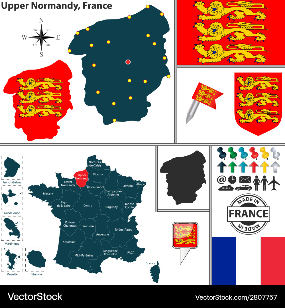 Map of Normandy, France Royalty Free Vector Image