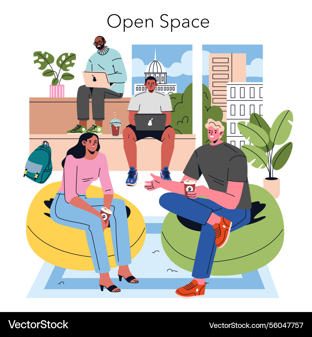 Modern office flat Royalty Free Vector Image - VectorStock