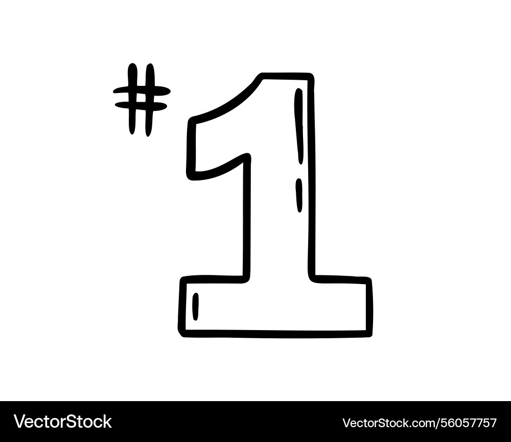 Number one doodle hand drawn icon outline drawing Vector Image