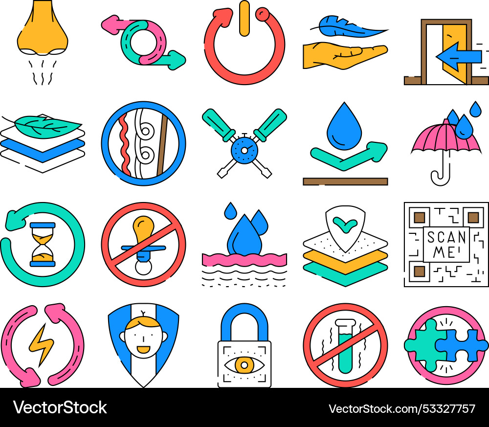 Product caution label warning icons set Royalty Free Vector