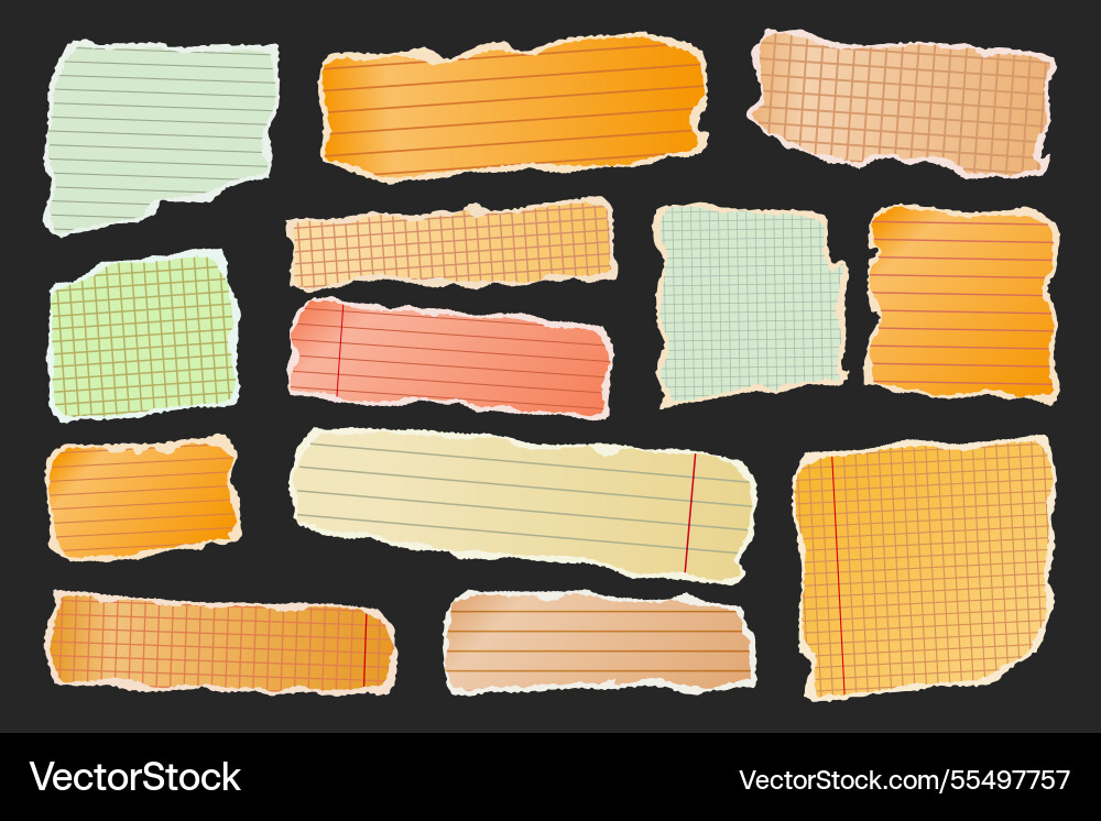 Ripped paper strips realistic crumpled Royalty Free Vector