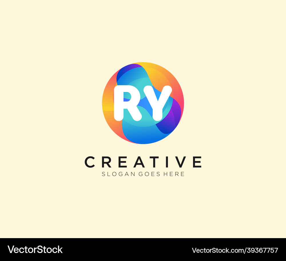 Ry initial logo with colorful circle template Vector Image