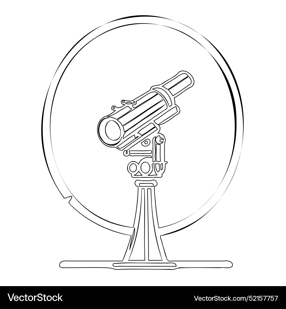 Telescope outline sketch Royalty Free Vector Image